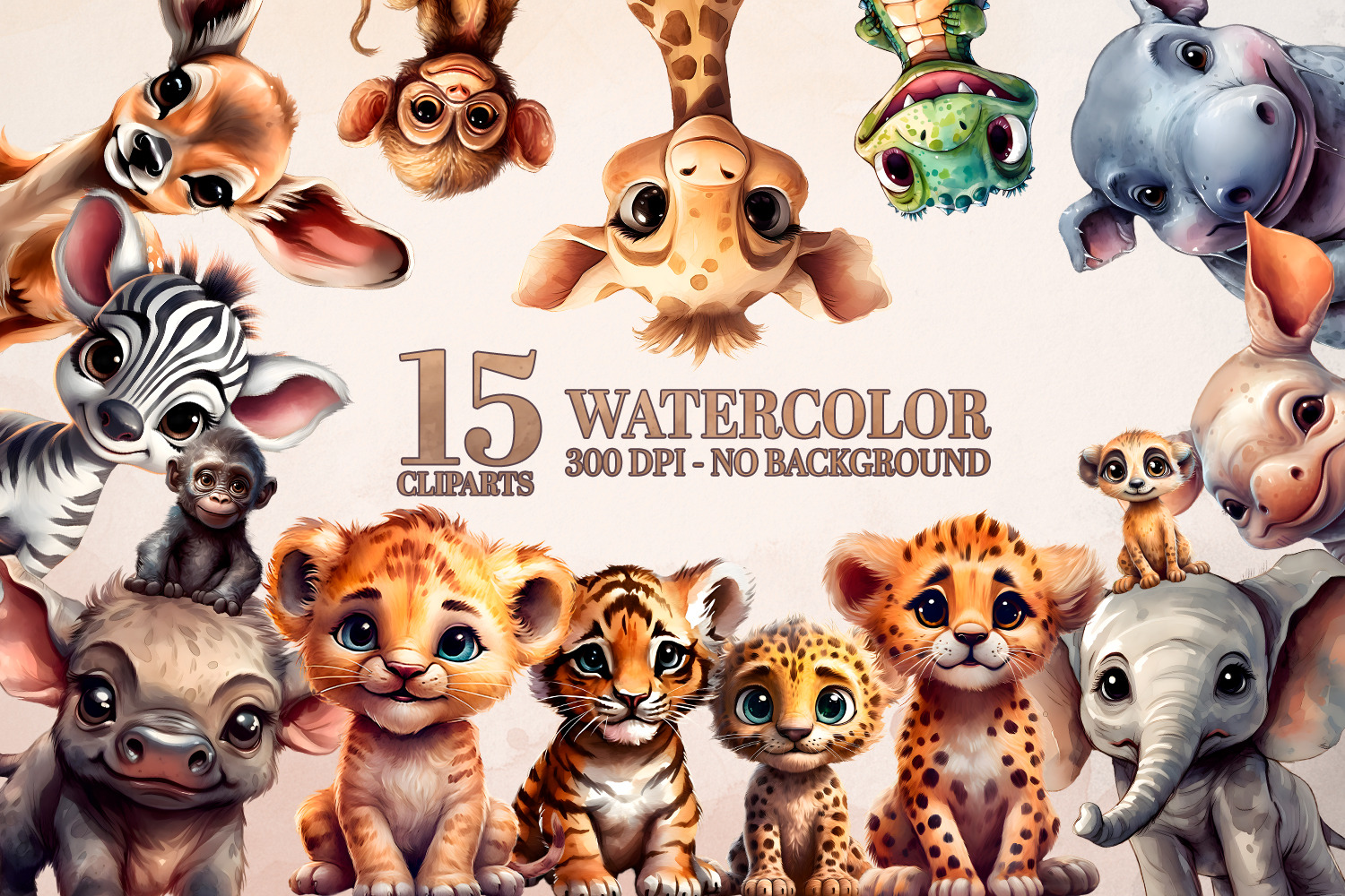 Safari Baby Animals Clipart, Jungle, an Object Graphic by SharpMarketplace