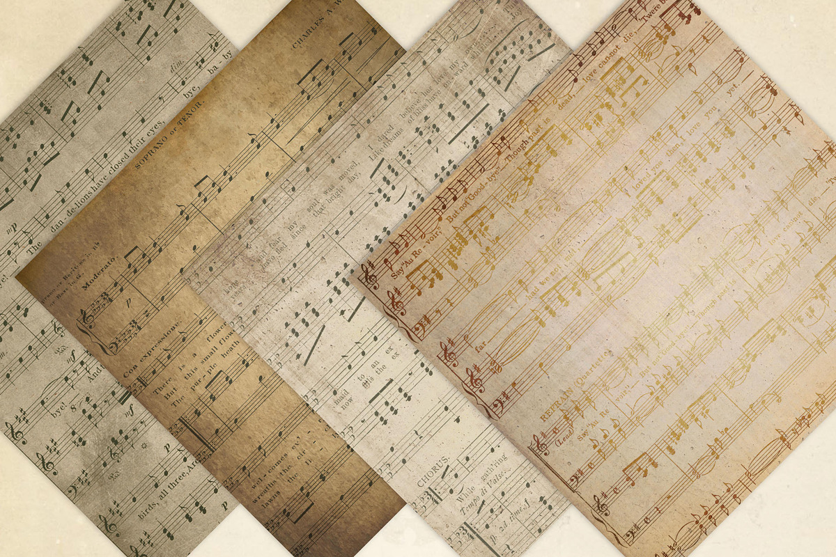 Sheet Music Digital Paper, a Texture Graphic by Leska's Digitals