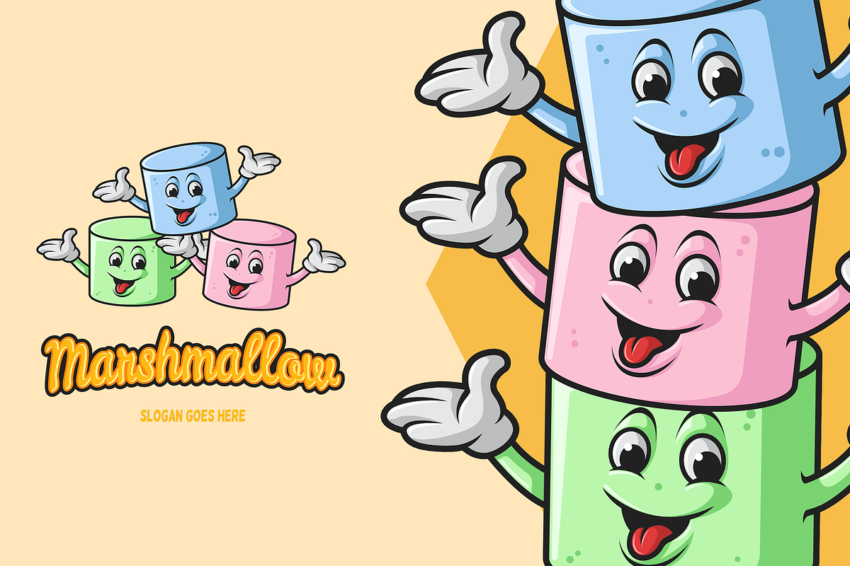 Marshmallow - Mascot Logo, a Branding & Logo Template by AQR Studio