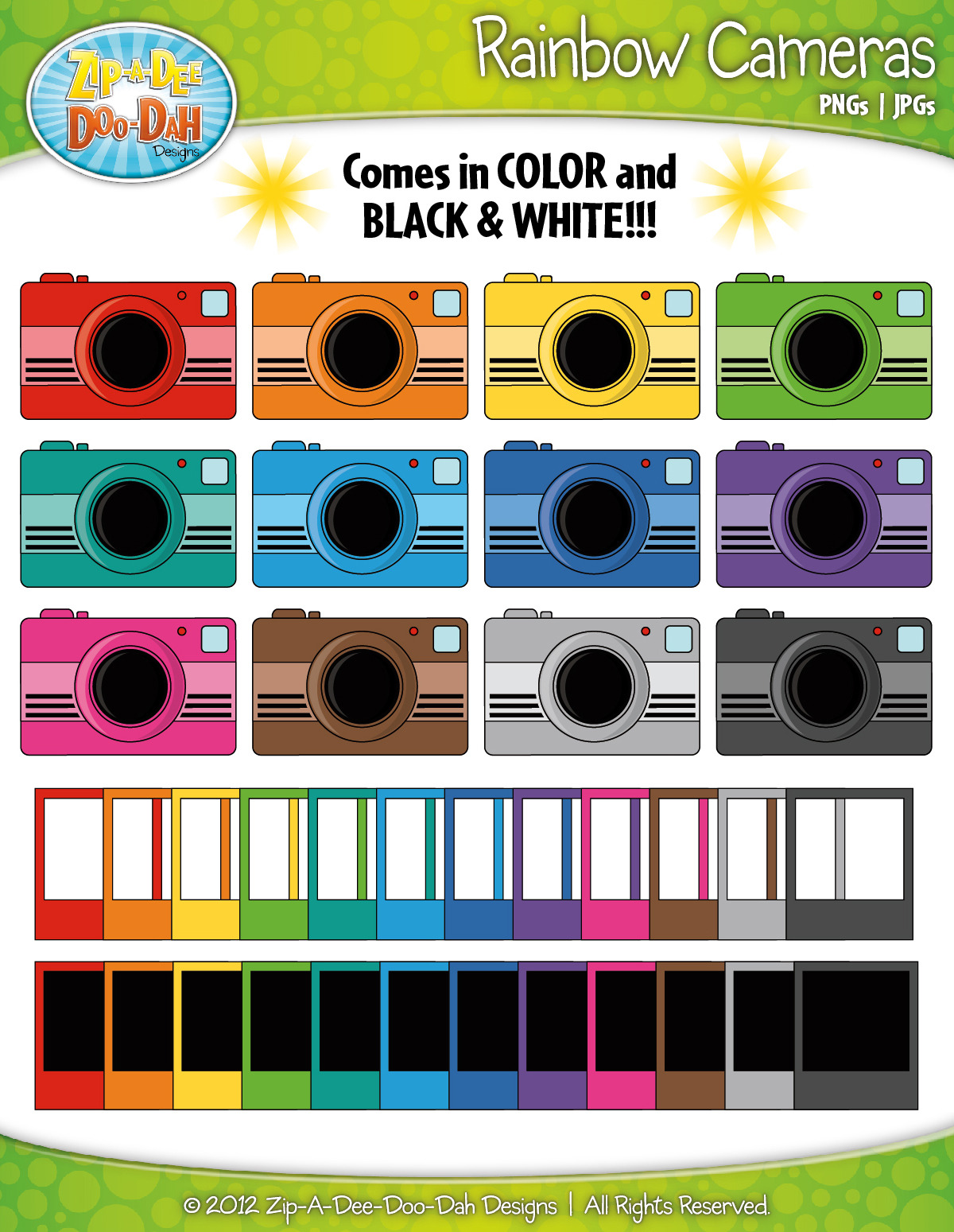 Rainbow Camera Clip Art Set, a Graphic by Zip-A-Dee-Doo-Dah Designs
