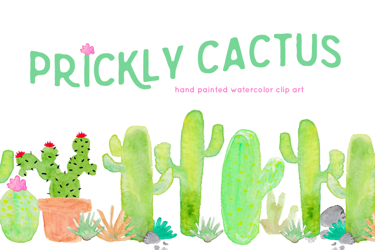 Cactus Watercolor Clip Art, an Illustration by Emerald & Ivy Studios