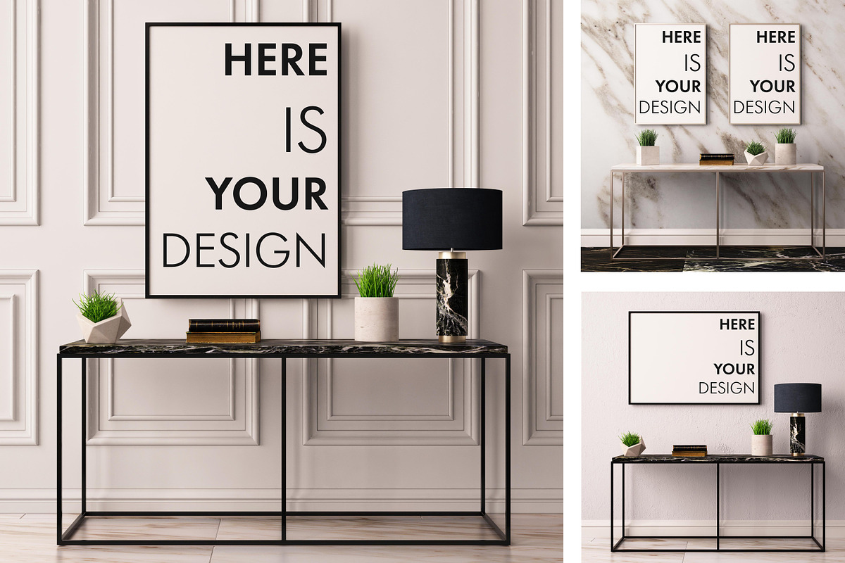 Mock up poster with a console table, a Print Template by FilL239