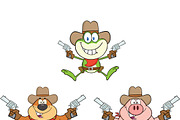 Cowboy Animals Collection Set, an Animal Illustration by HitToon