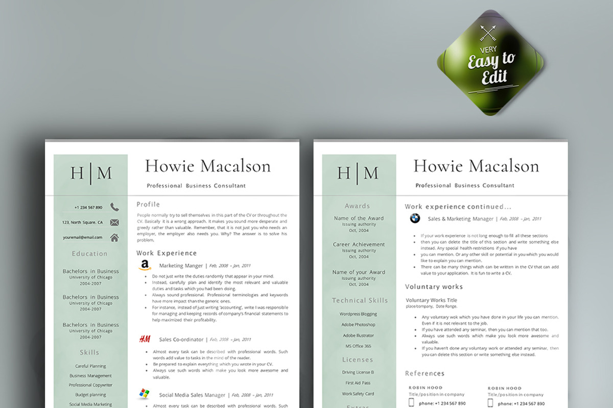 Resume Template With Logos, a Resume Template by AvataDesigns