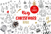 Big Christmas and New Year doodle set | Creative Market