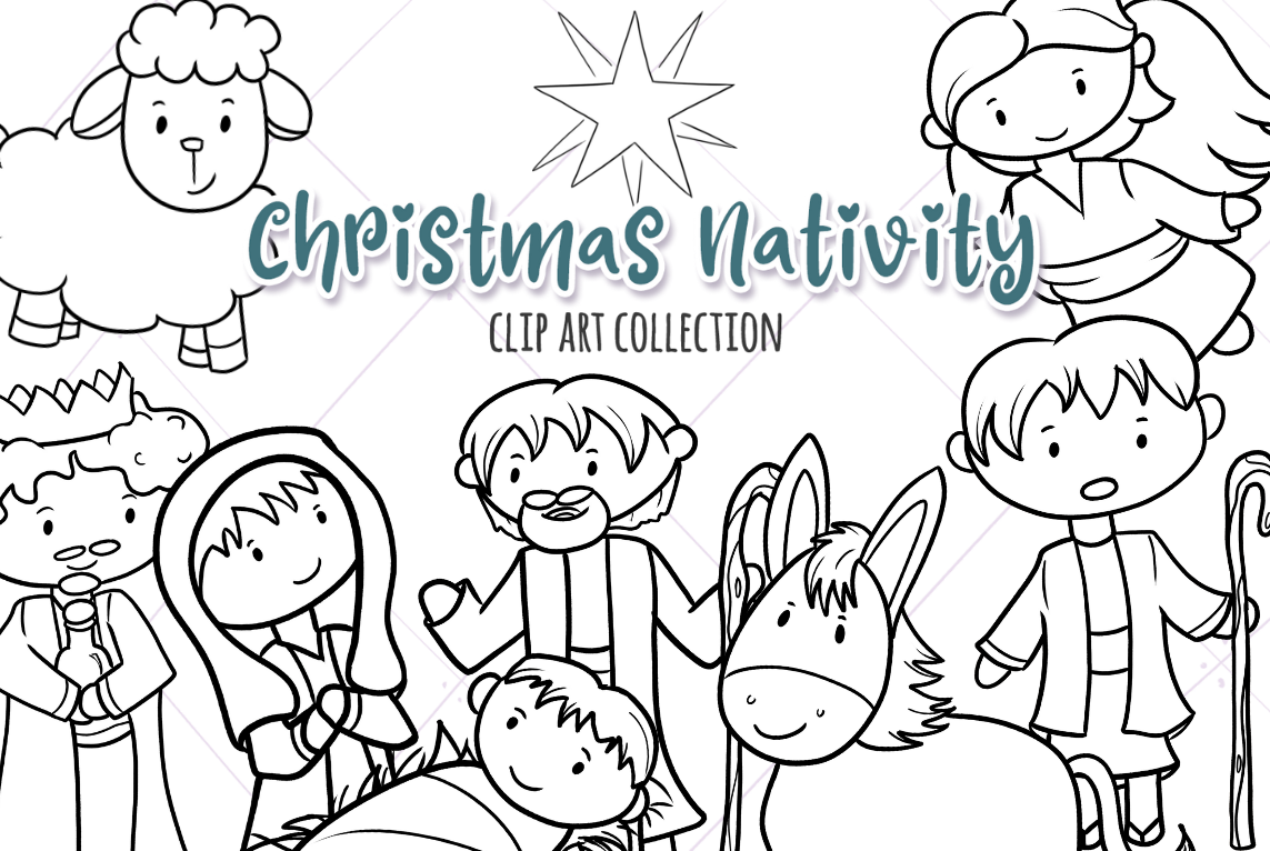 Christmas Nativity Digital Stamps, an Illustration by Keepin' It Kawaii