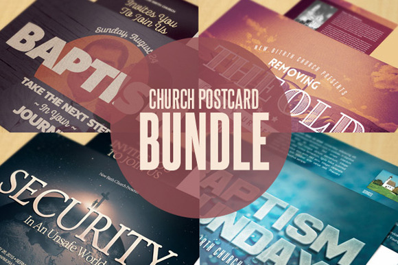 Church Postcard Templates Bundle, a Card Template by loswl