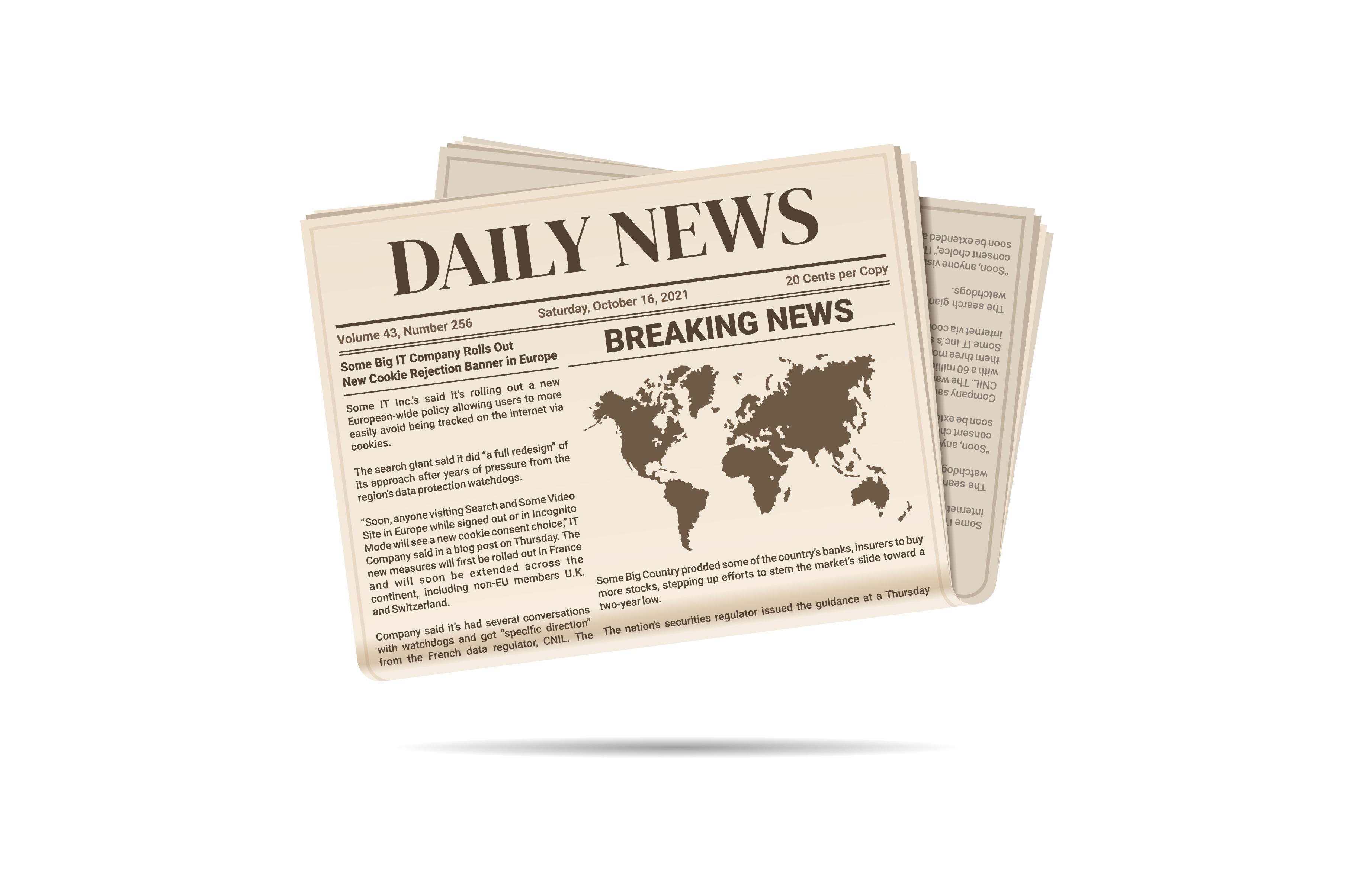 Realistic Newspaper Icon on White, an Object Graphic by in8finity