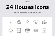 House Line Icons, an Outline Icon by Nadiinko
