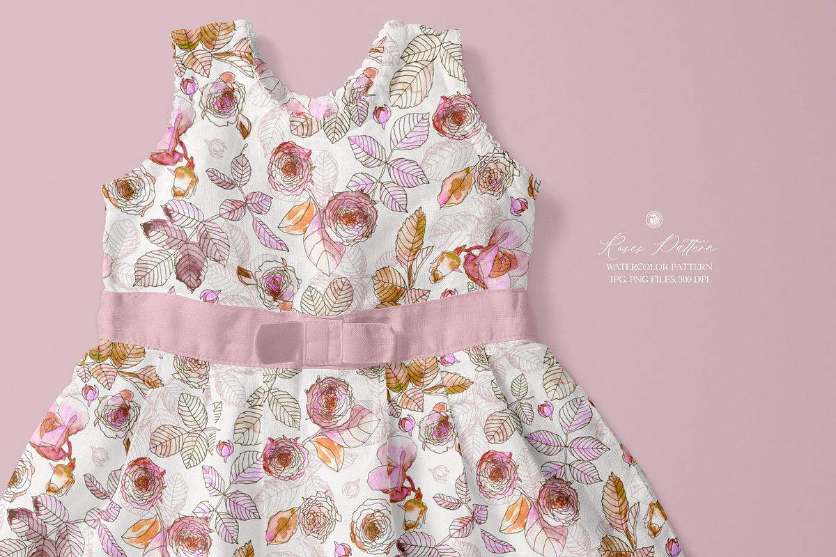 Watercolor Roses Pattern, a Pattern Graphic by Webvilla Studio