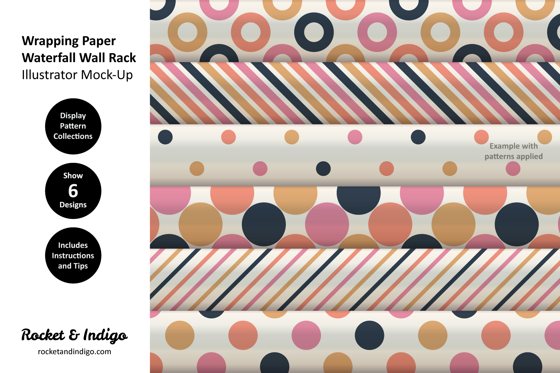 Wrapping Paper Illustrator Mock-Up, a Print Template by Rocket & Indigo