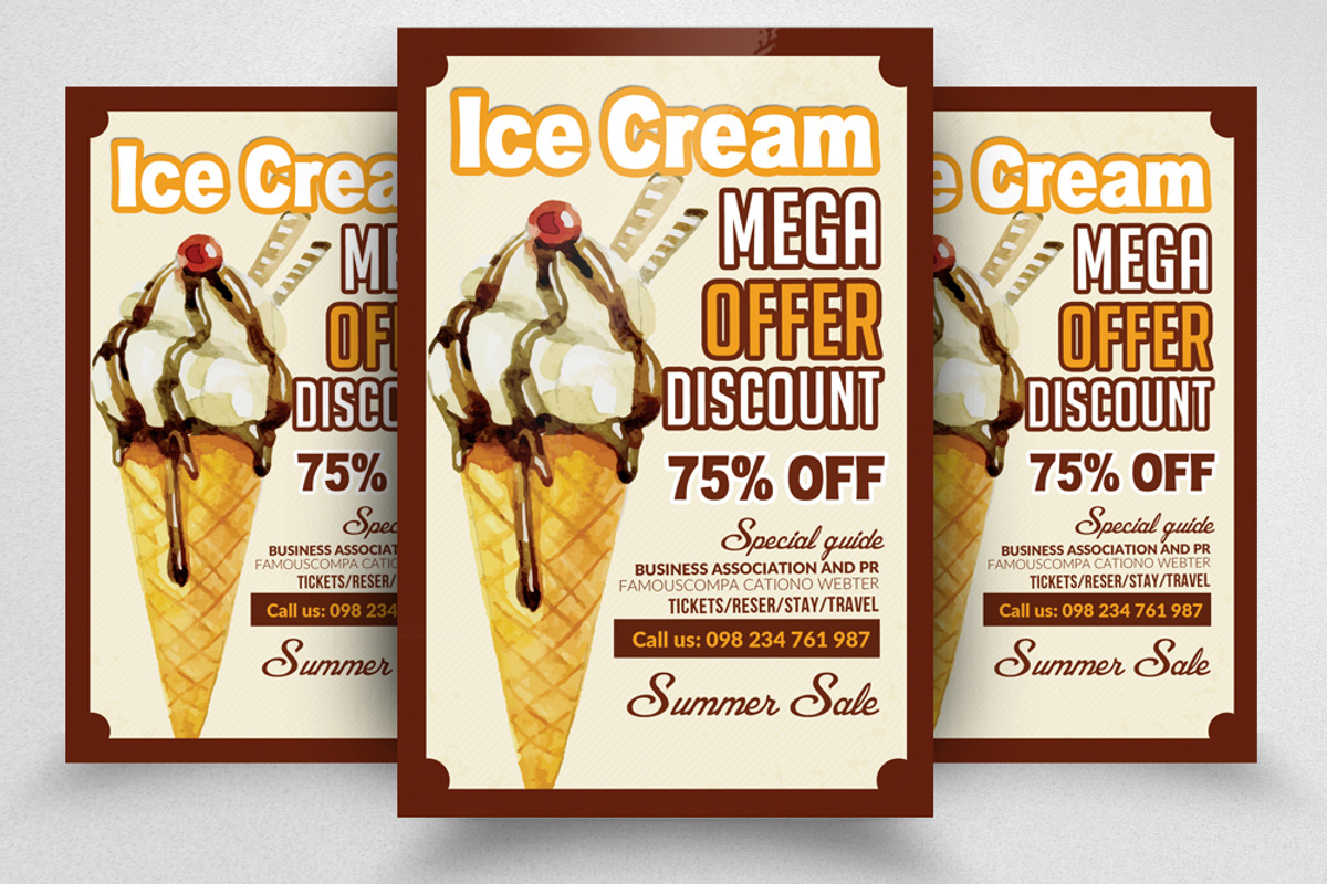 Ice Cream Sale Promotion Flyer, a Flyer Template by Design Up