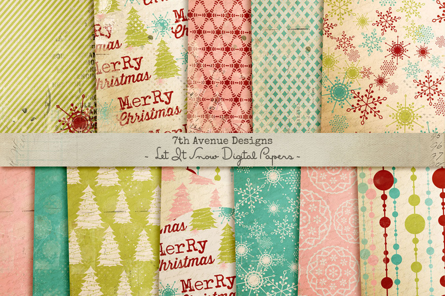 Let It Snow Digital Papers, a Pattern Graphic by 7th Avenue Designs
