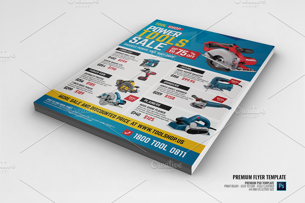 Power Tools Sale Flyer, a Flyer Template by PSDPixel