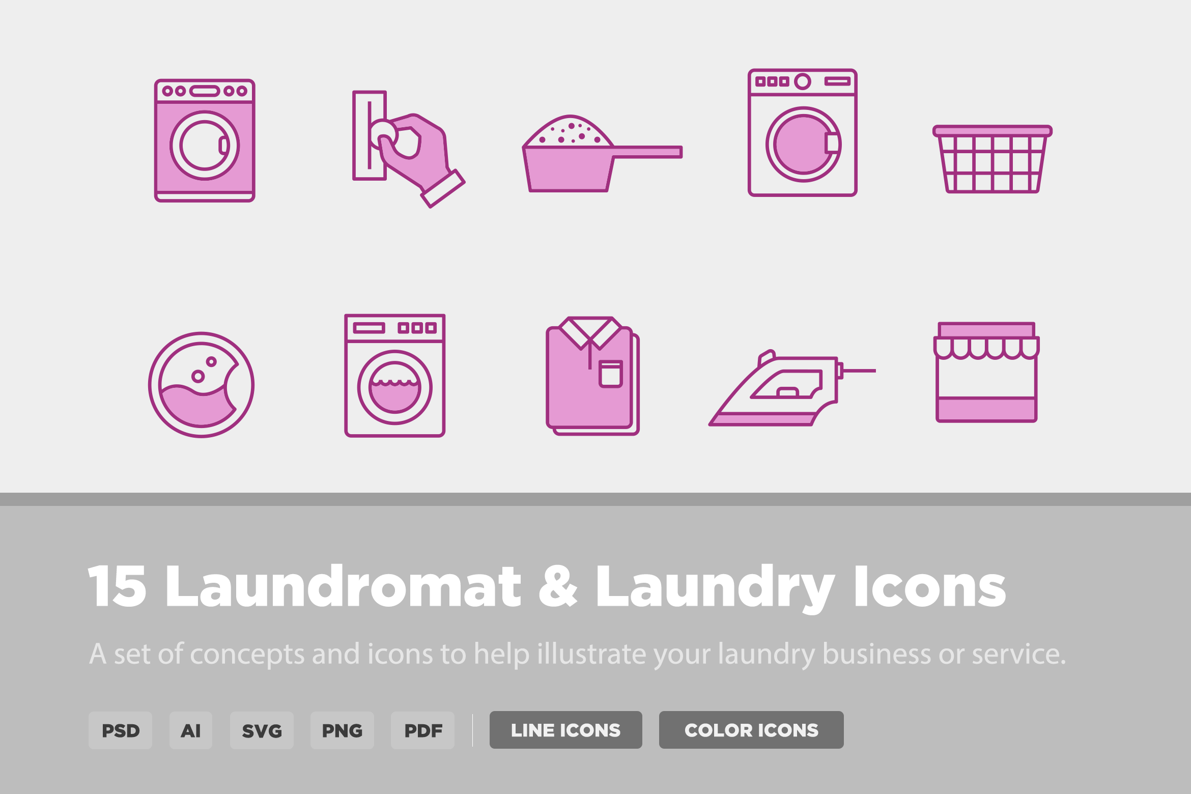 15 Laundry & Laundromat Icons, an Icon by Creative VIP
