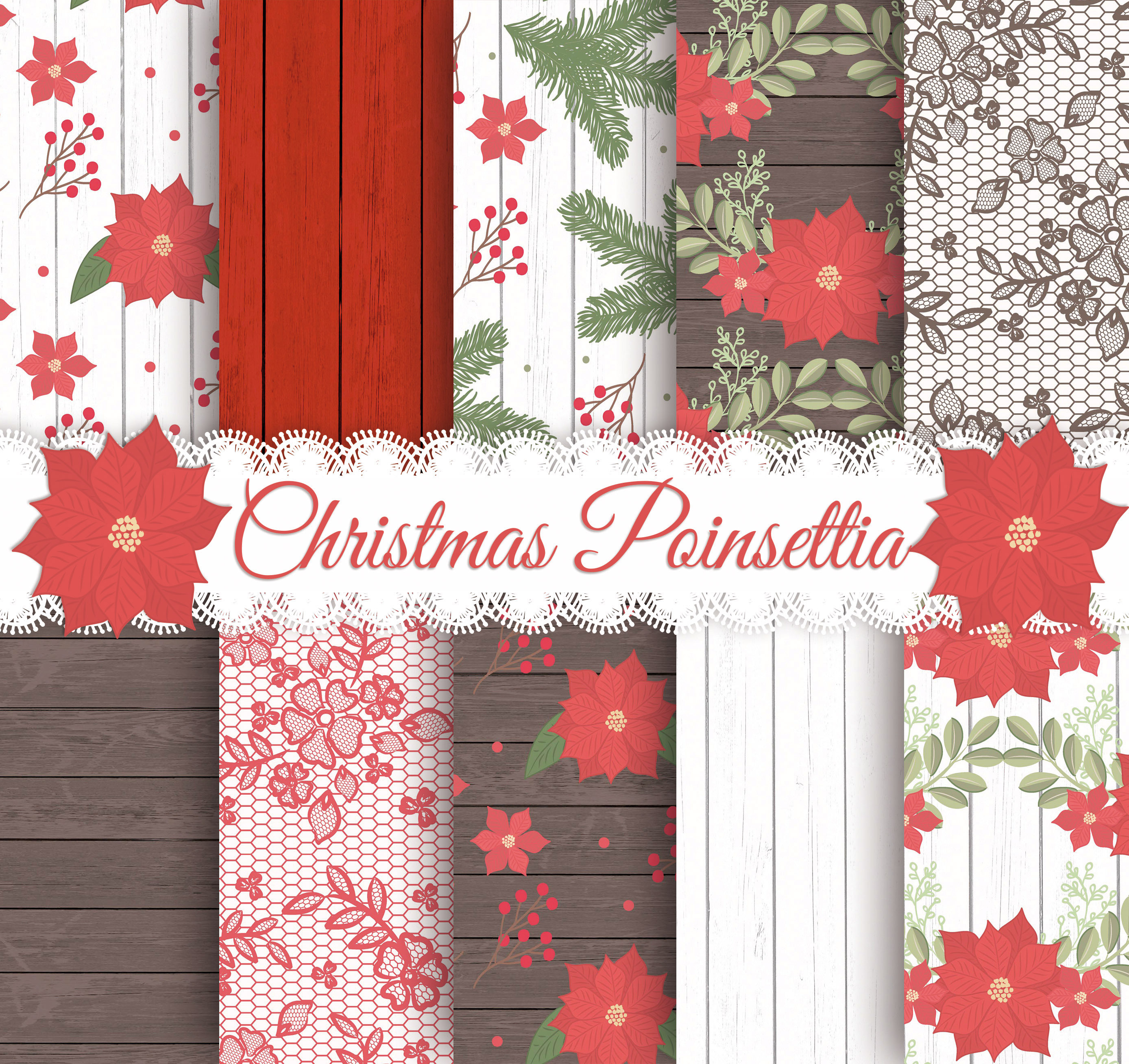 Rustic christmas digital papers, a Pattern Graphic by designloverstudio