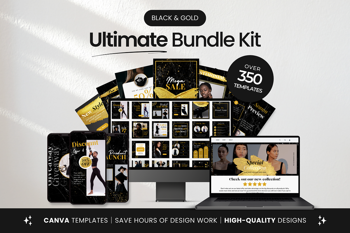 Black & Gold Social Media Bundle Kit