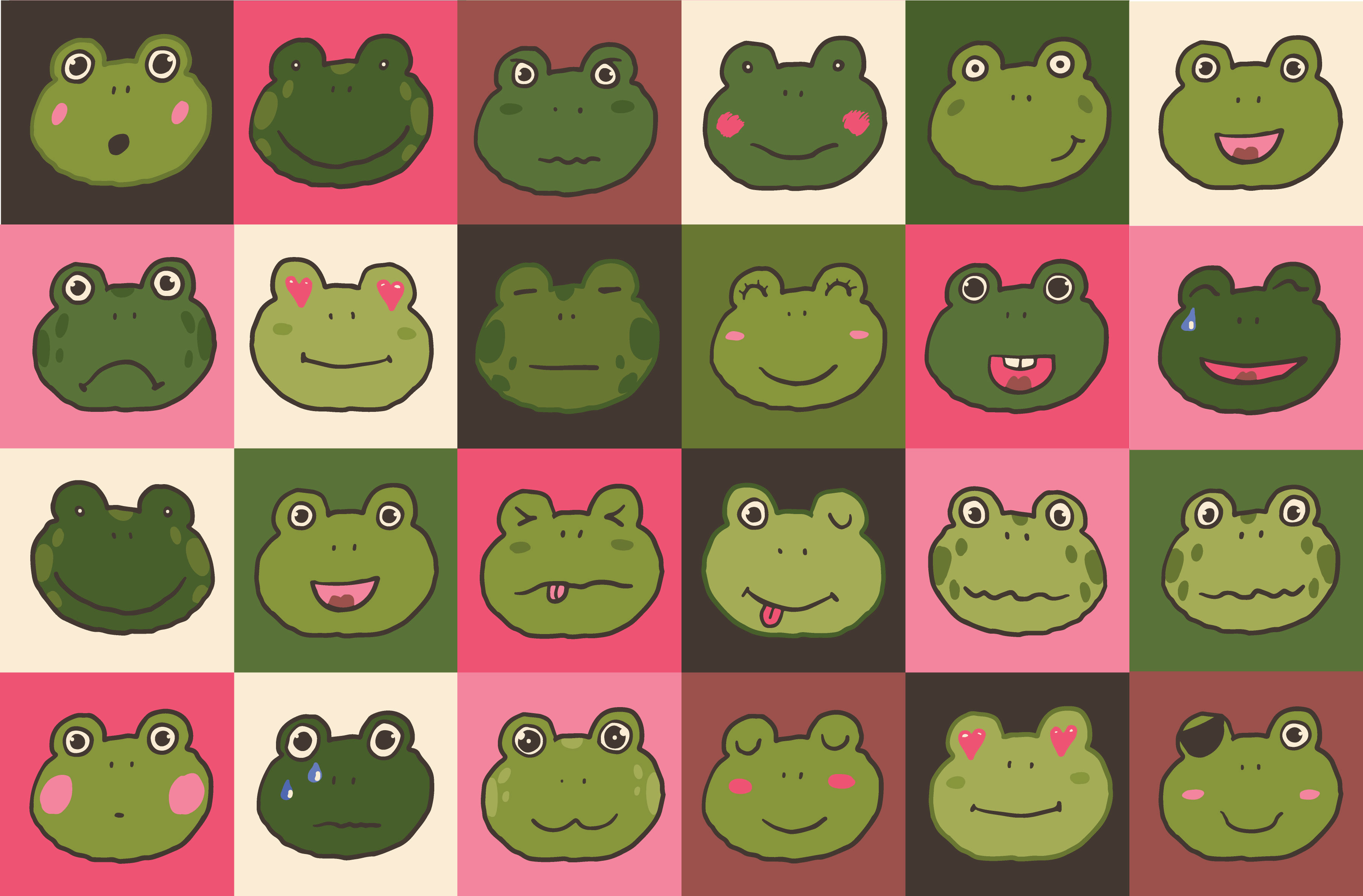 Frogs Funny Faces, an Animal Illustration by GooseFrol