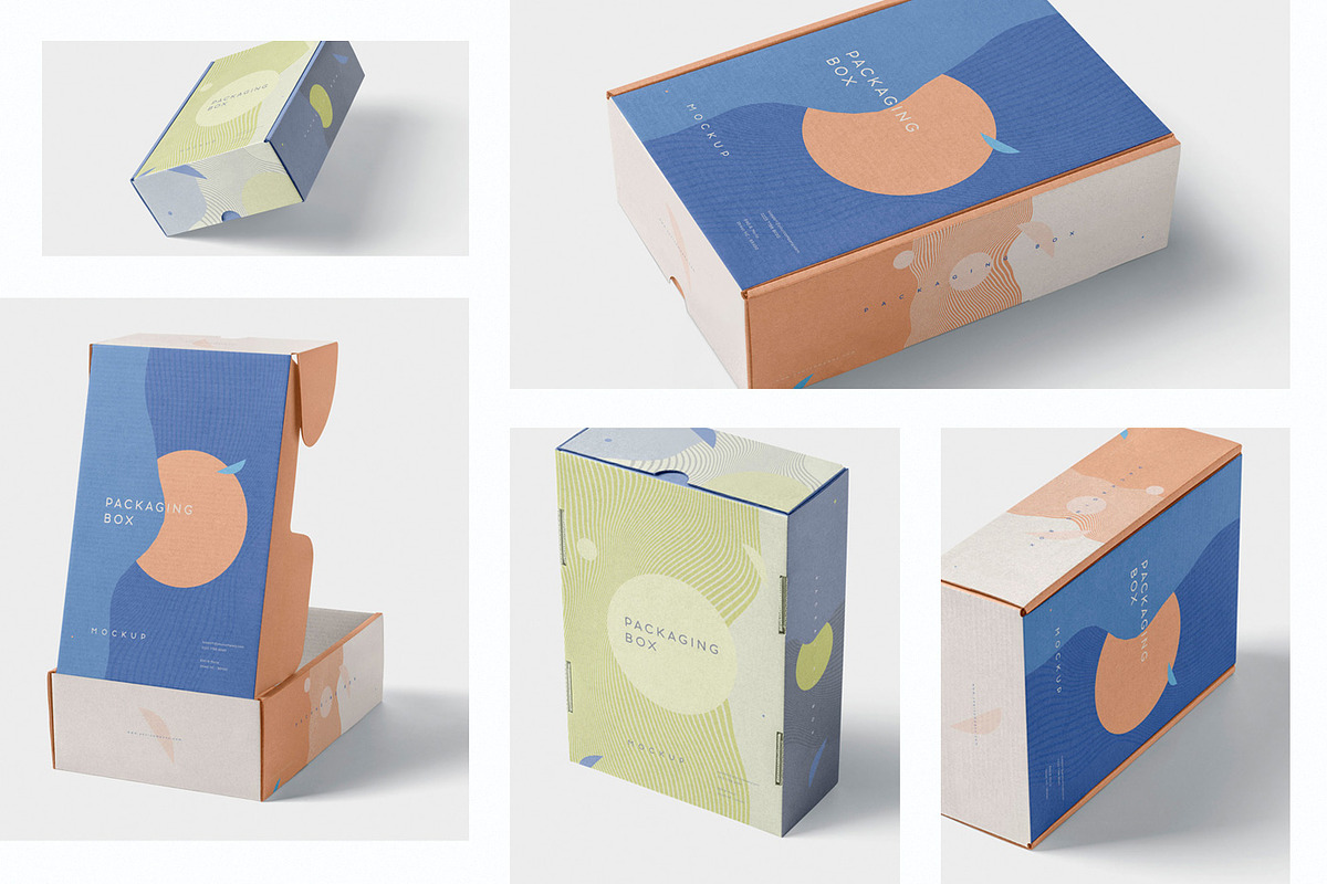 5 Rectangular Packaging Box Moc, a Packaging Mockup by GfxFoundry