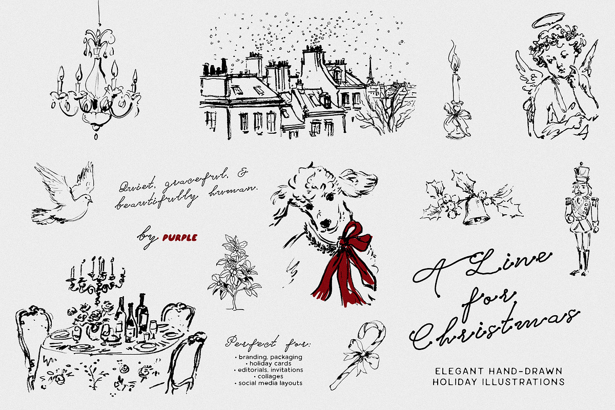 A Line for Christmas - Vintage Art