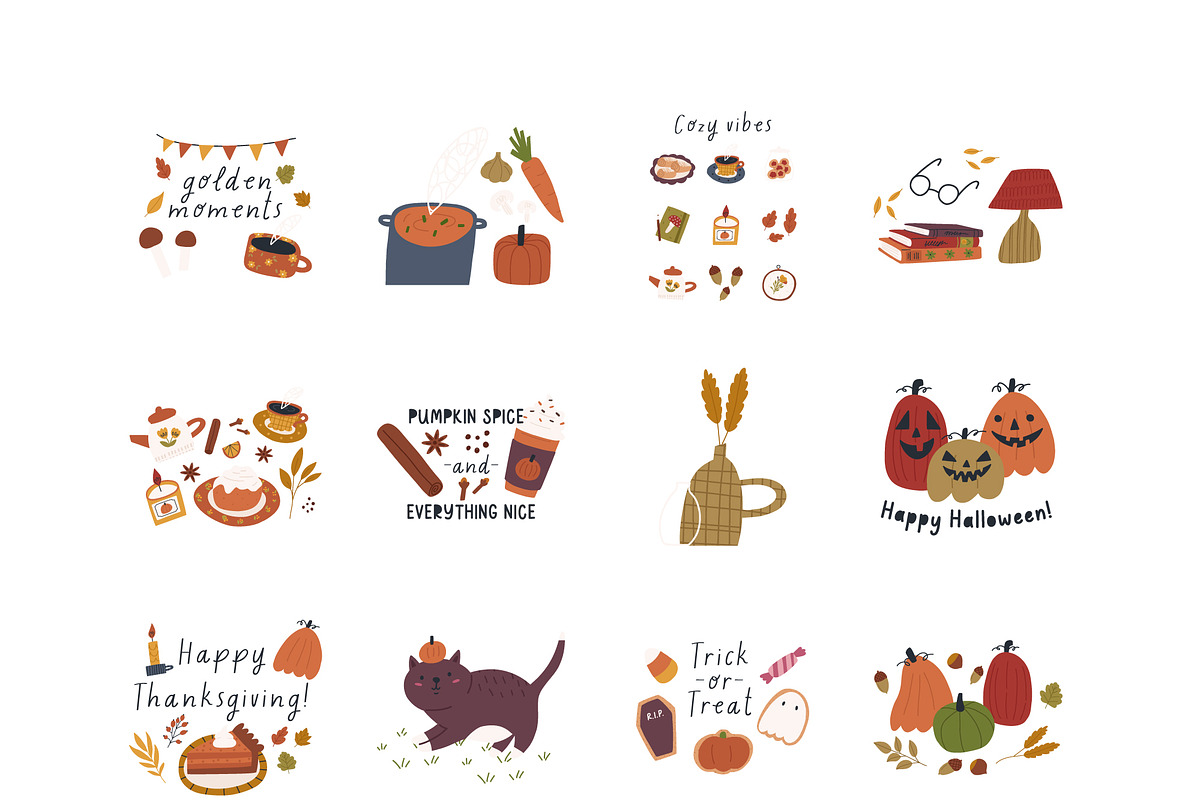 Four seasons BUNDLE - vector clipart