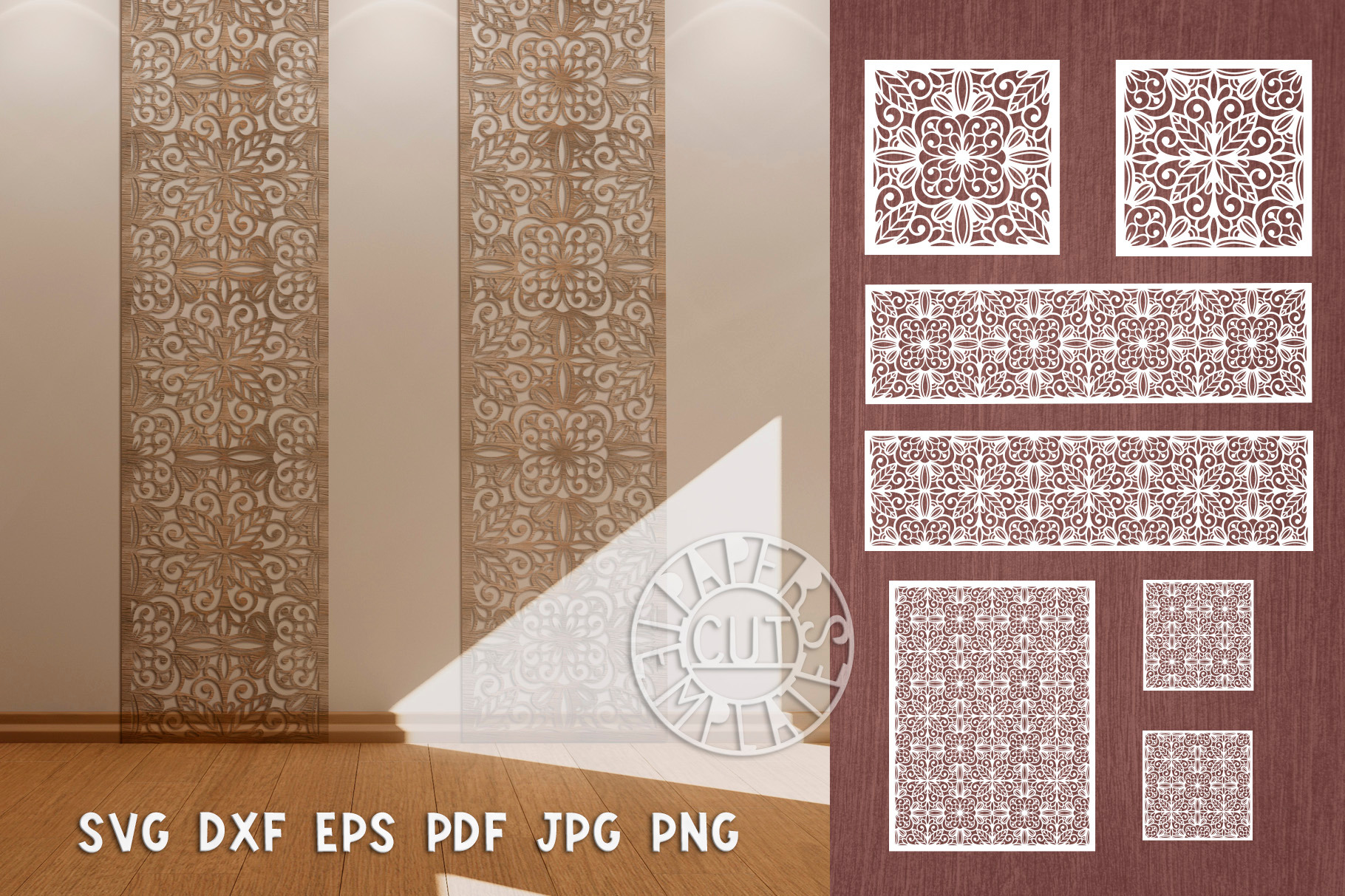SVG 7 files of Decorative panels., a Pattern Graphic by PaperCutTemplates