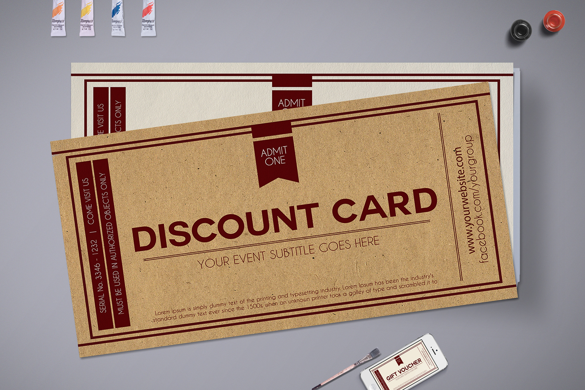 Multipurpose Retro Gift Voucher 01, a Card Template by Tzochko ...
