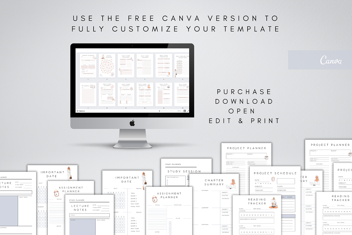 Printable Canva Student Planner PDF, a Stationery Template by BRANDcontent