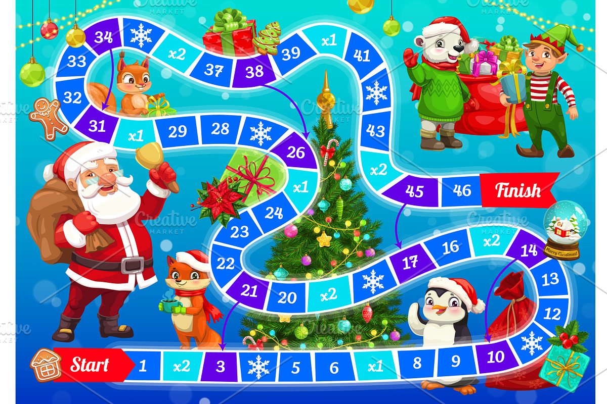 Child Christmas boardgame, an Animal Illustration by Vector Tradition ...