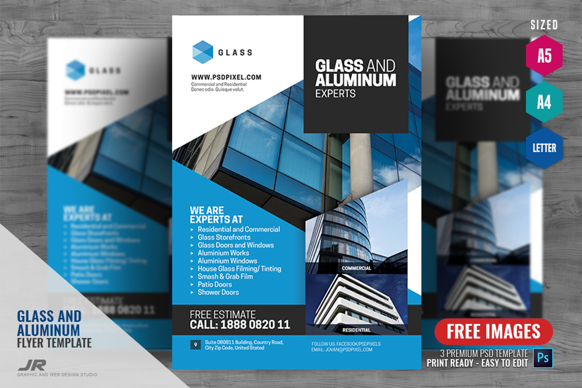 Experts in Glass and Aluminum Flyer, a Flyer Template by PSDPixel