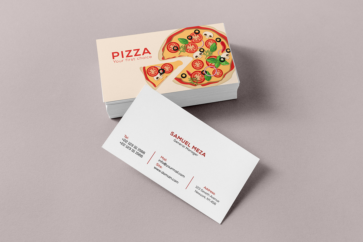 Pizza Shop Business Card, a Business Card Template by Smashing_Studio