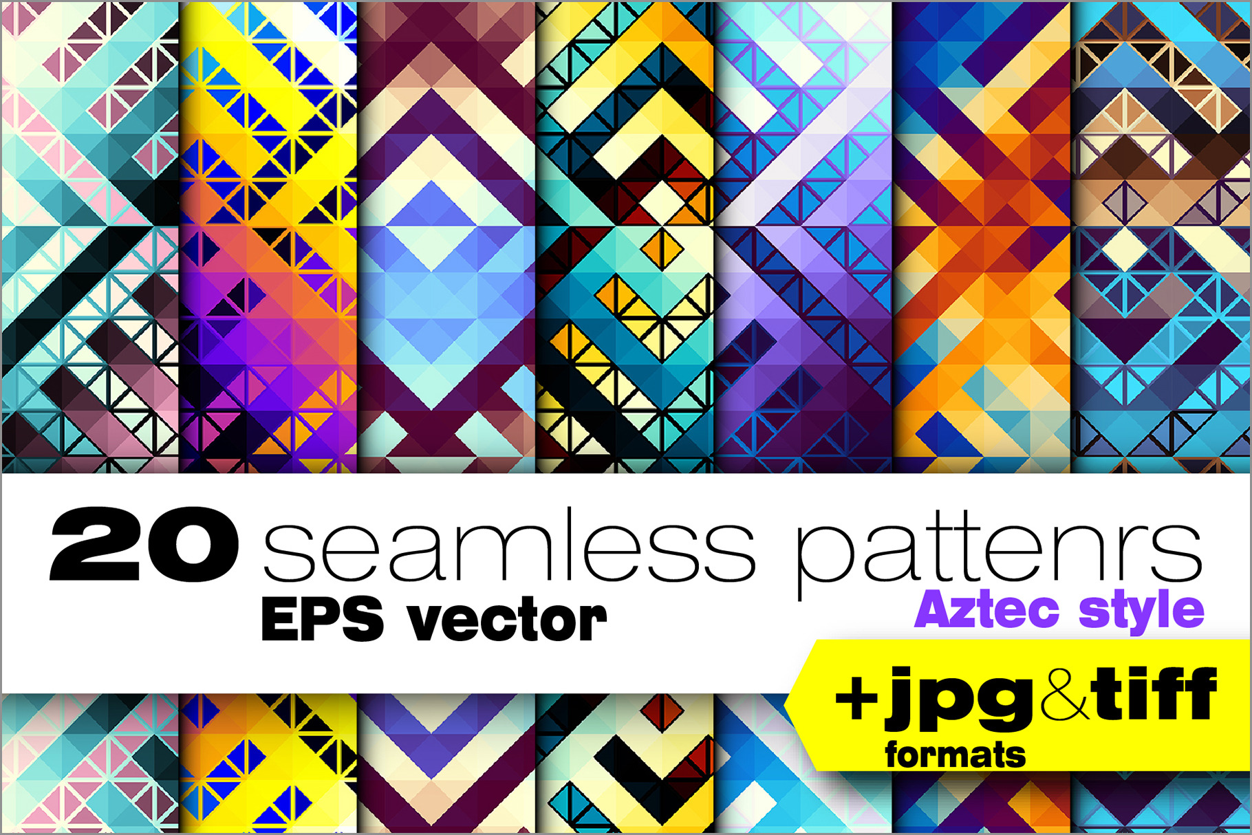 20 Geometric Aztec style patterns.