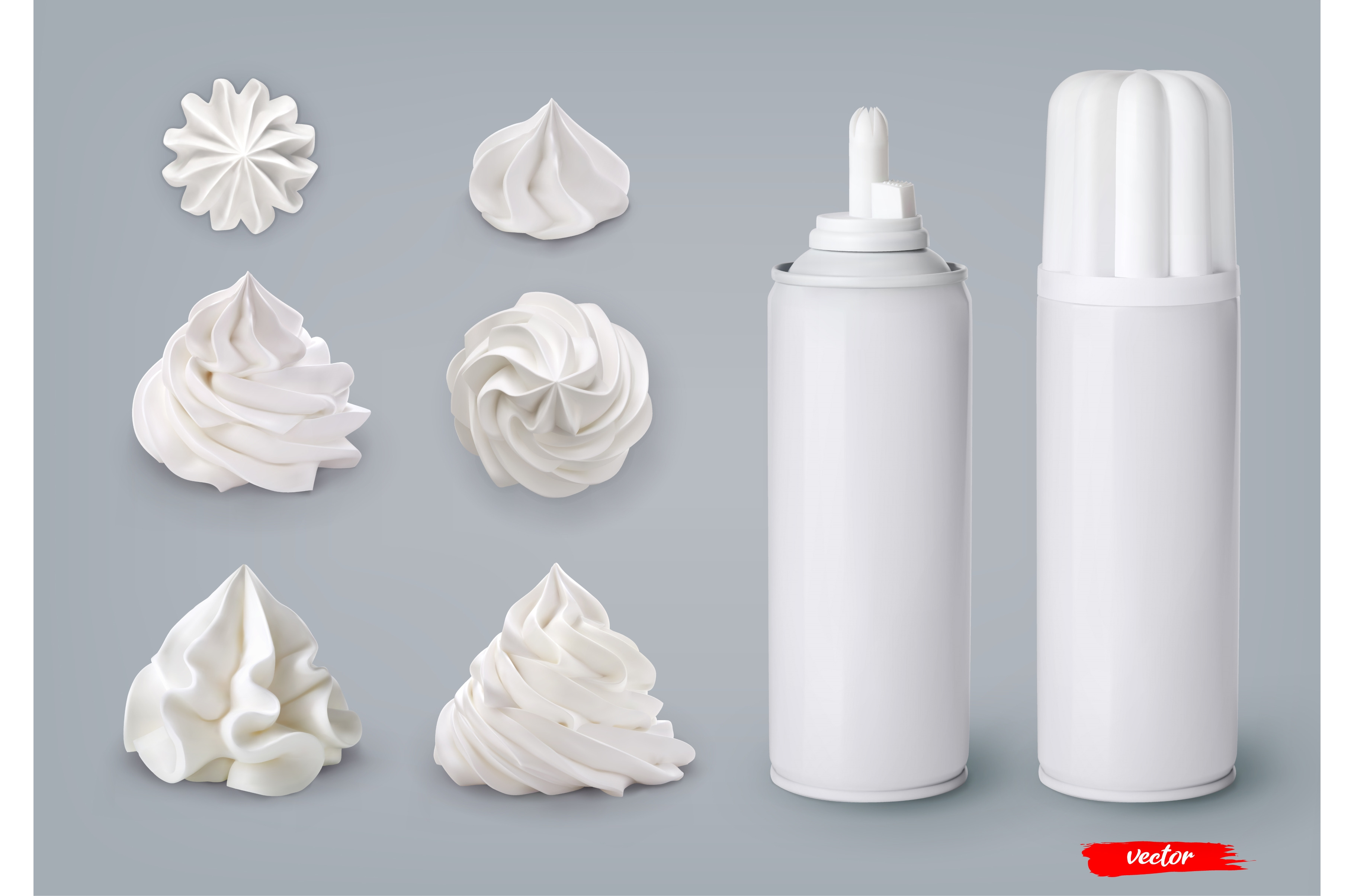 Set of whipped cream swirls and, an Object Graphic by Tatyana Sidyukova