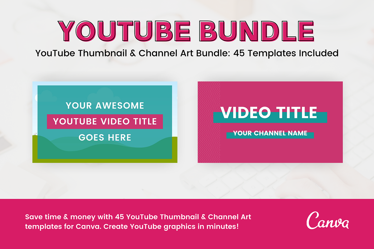 YouTube Template Bundle for Canva, a Social Media Template by Fallon Gerst