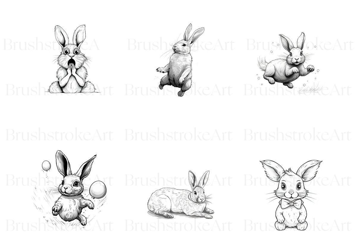 Rabbit Silhouette Line Art| Cute Bunny | Creative Market