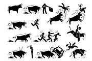 Spanish Bullfight Bull Run Charging, an Icon by Leremy Stick Figures