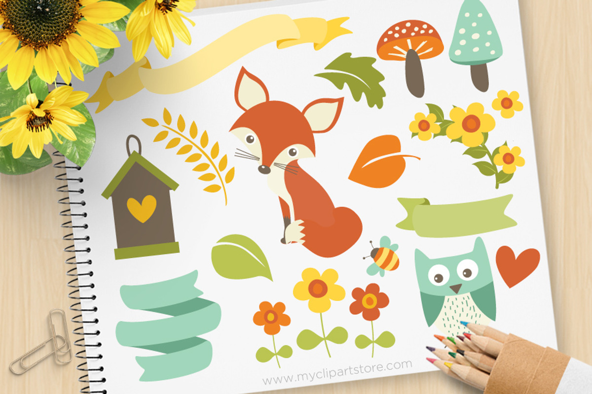 Woodland Fox - Vector Clipart, an Illustration by MyClipArtStore