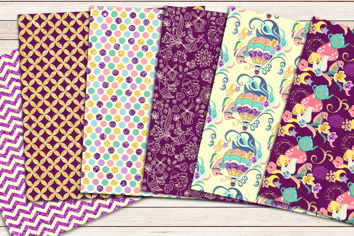 WHIMSICAL digital paper, a Pattern Graphic by Masha Studio