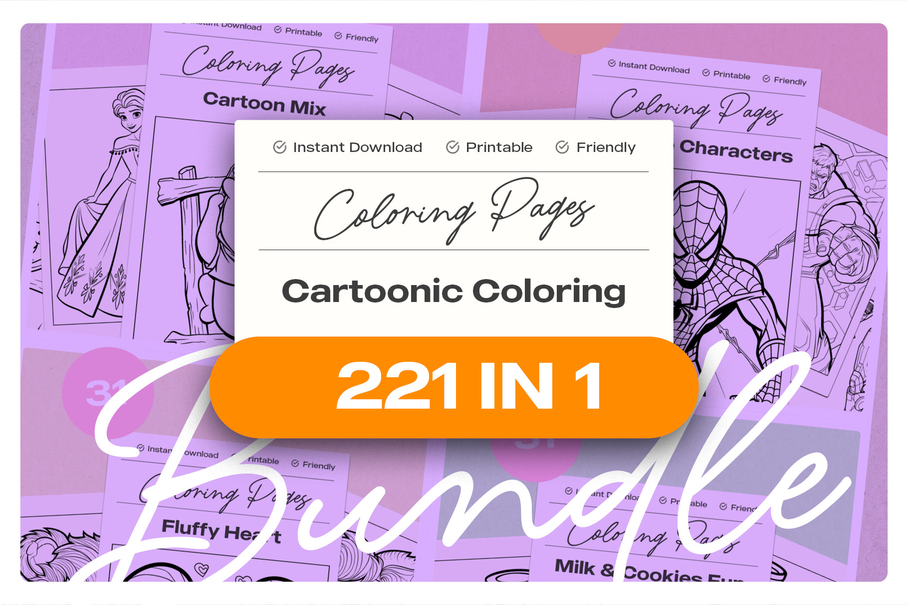 Cartoonic Coloring Pages BUNDLE, an Illustration by Pix Cafe