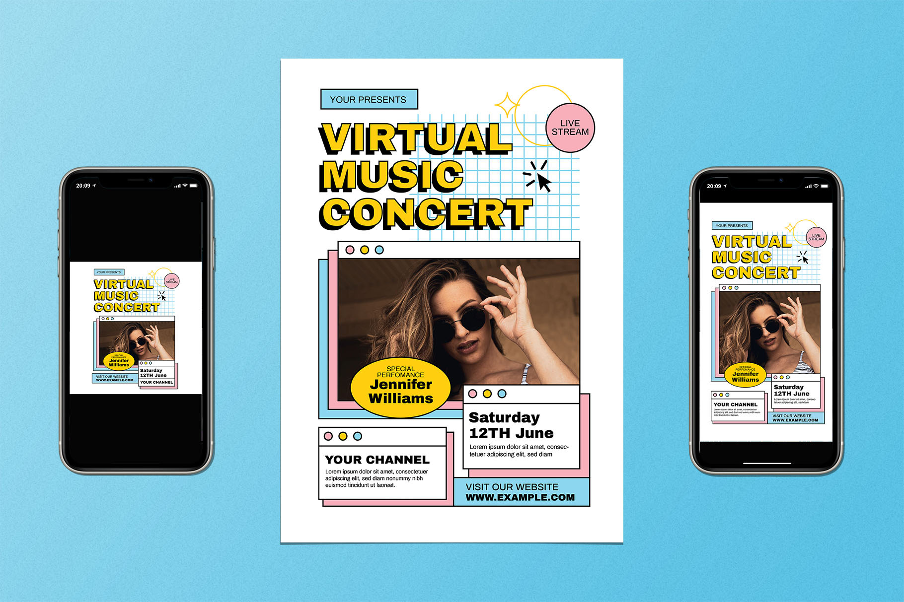 Virtual Music Concert Flyer Set, a Flyer Template by Aiyari Graphic