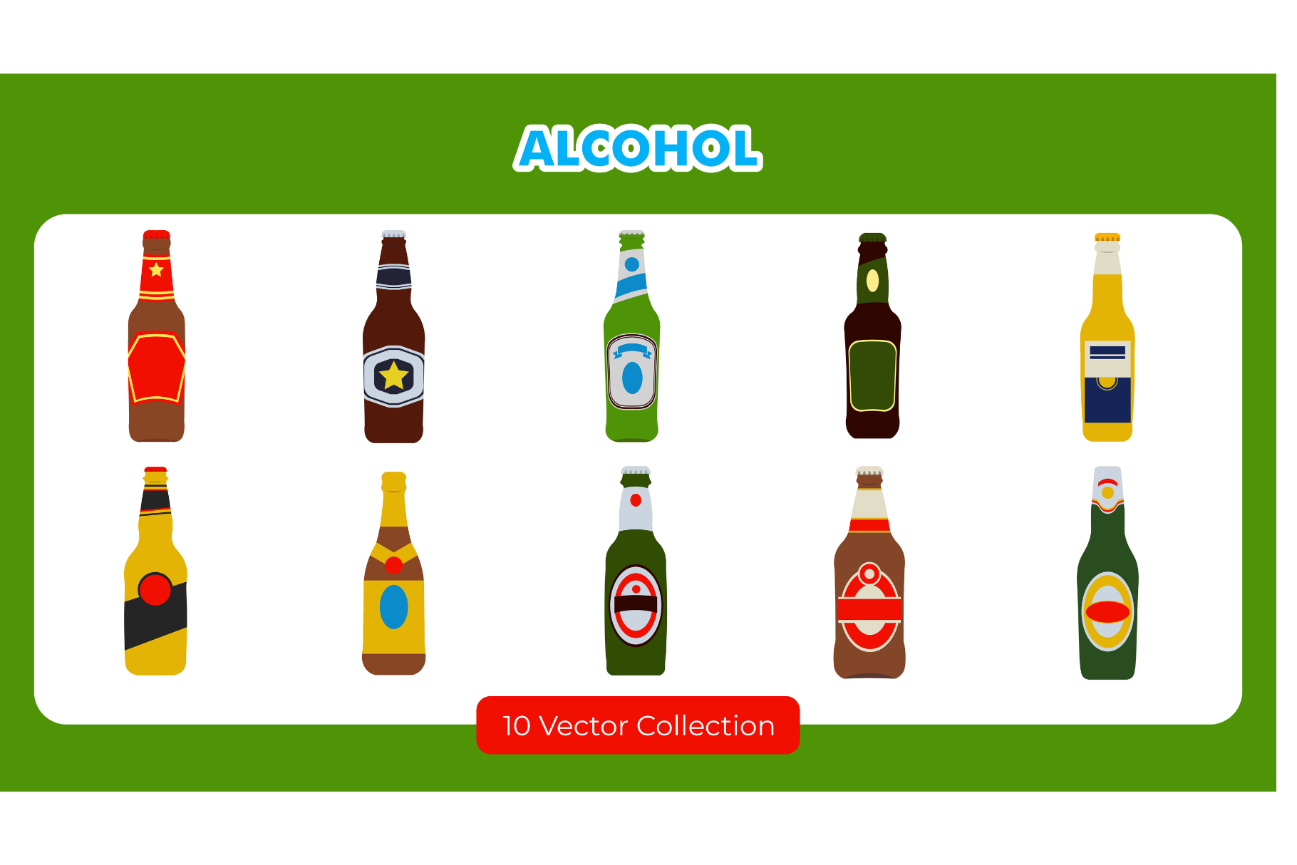 Alcohol Vector Set, a Food Illustration by Creathub Studio