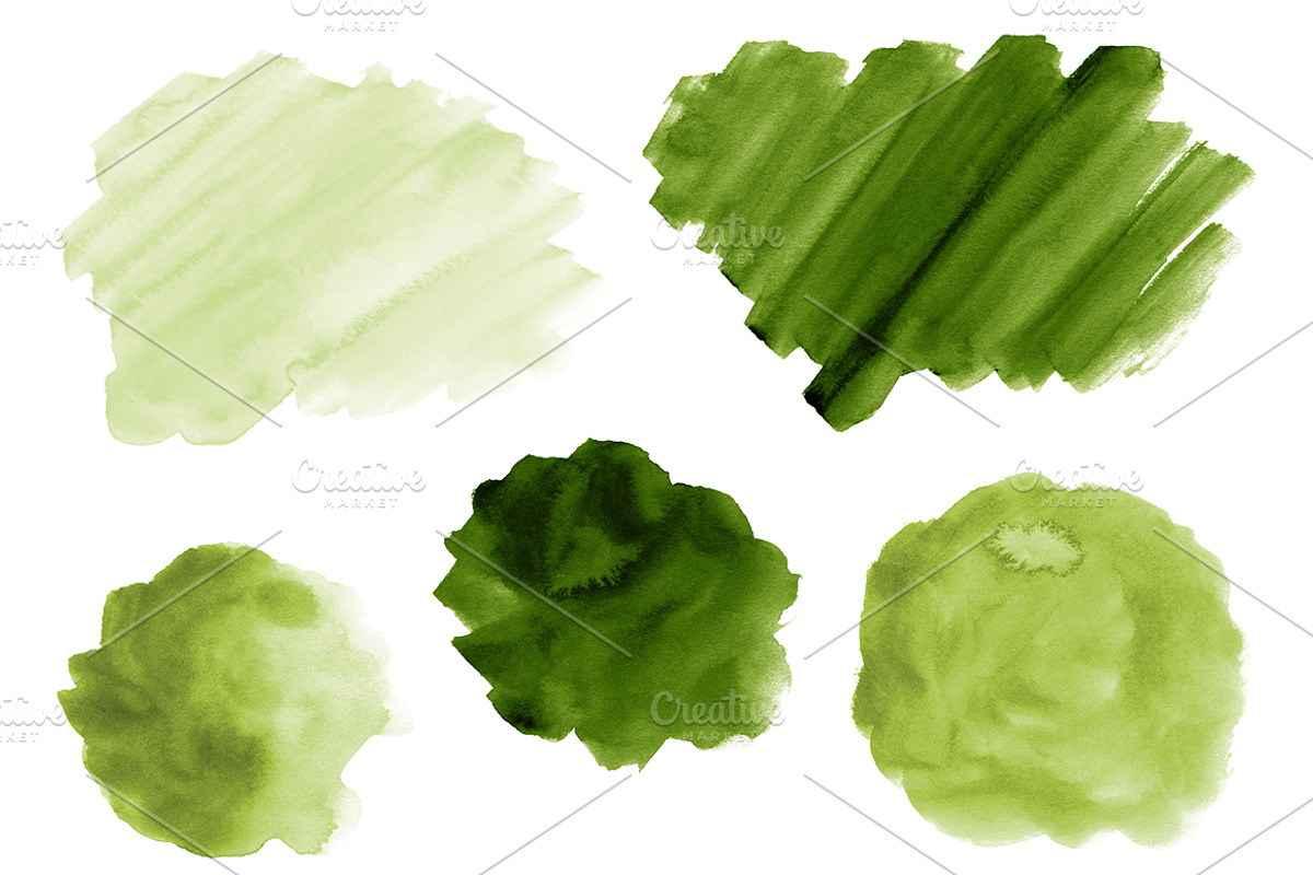 50 Green Watercolor Shapes, a Background Graphic by DESIGN BY nube