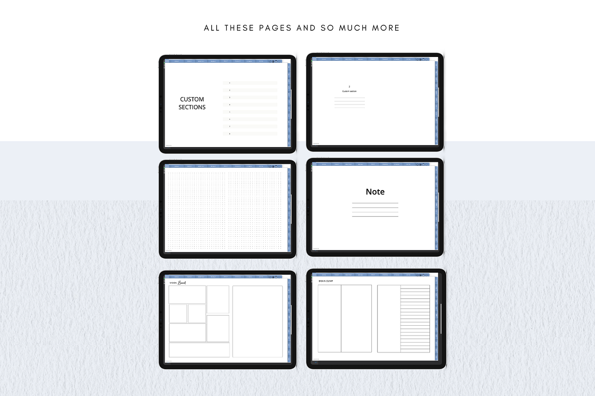 Blue Landscape Digital Planner, a Stationery Template by SageandBreeze