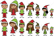 Christmas Stick Figure Clipart, an Illustration by PinkPueblo