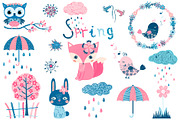 Cute spring clipart set with animals, an Animal Illustration by ...