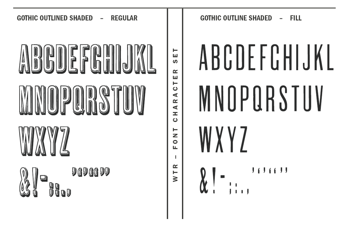 Gothic Outline Shaded, a Font by Wood Type Revival