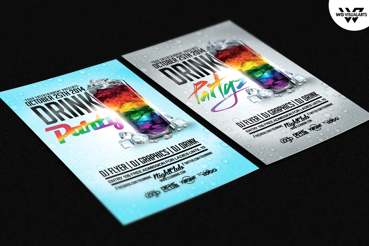 DRINK COCKTAIL Flyer Bundle, a Flyer Template by WG DESIGN