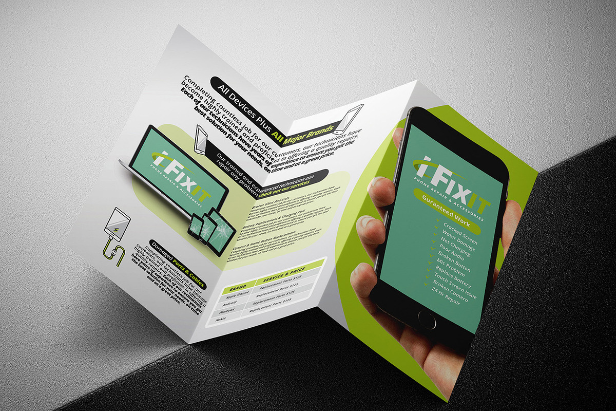 Phone Repair Shop Tri-Fold Brochure, a Brochure Template by BrandPacks