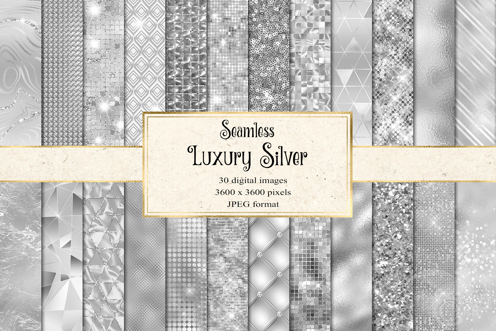 Luxury Silver Textures Digital Paper, a Texture Graphic by Digital Curio