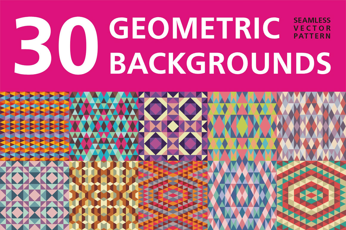 30 Geometric Backgrounds, a Pattern Graphic by serkorkin | Creative Market
